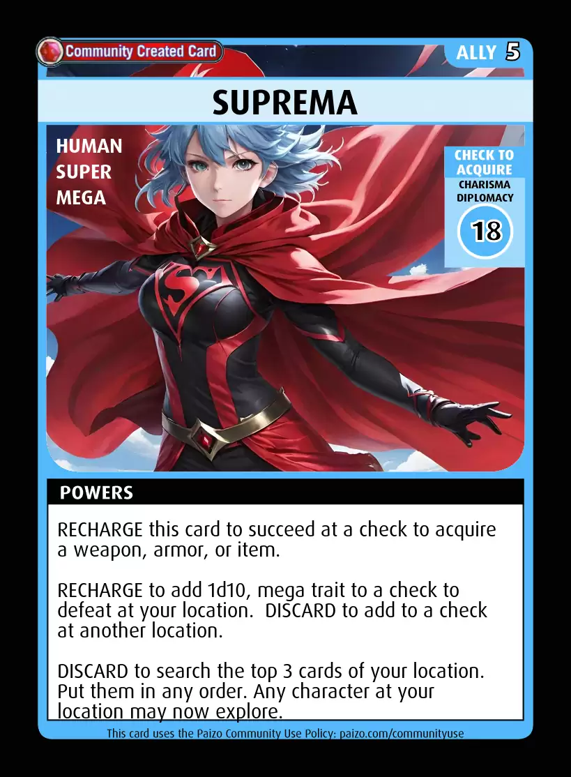 Suprema - Custom Card - Paizo | Pathfinder Adventure Card Game ...