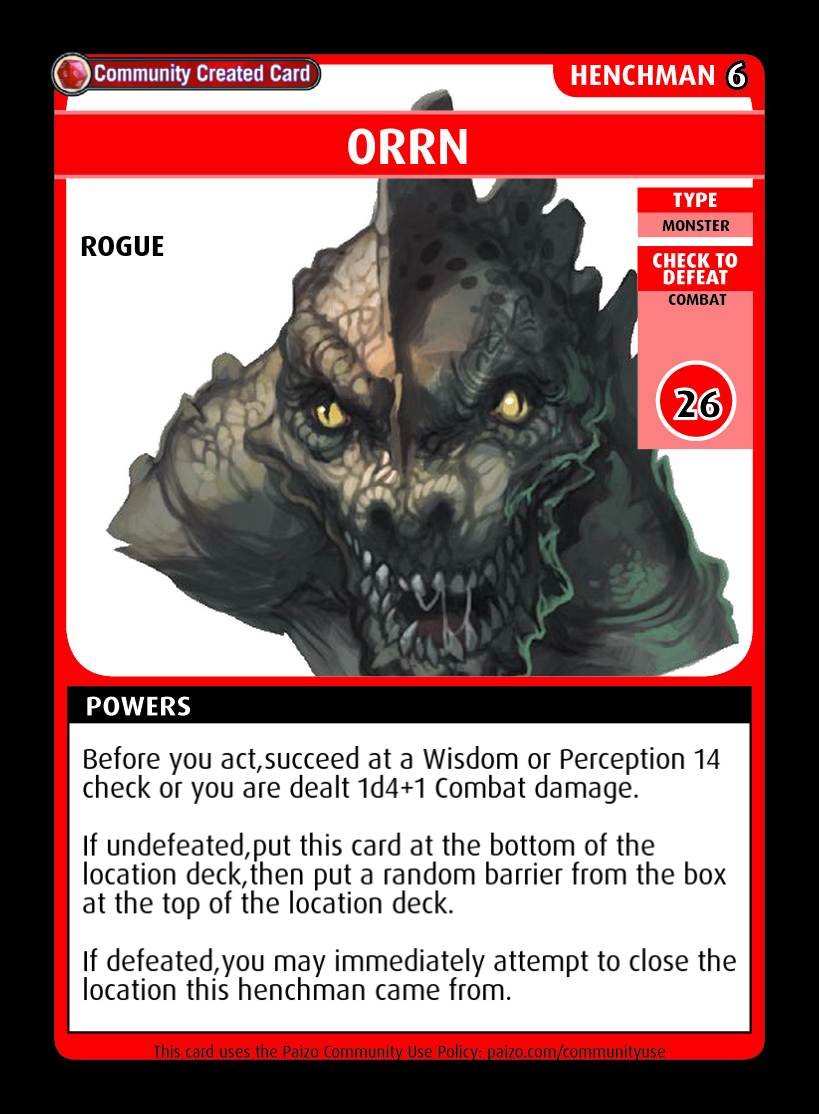 Orrn - Custom Card - Paizo | Pathfinder Adventure Card Game Community ...