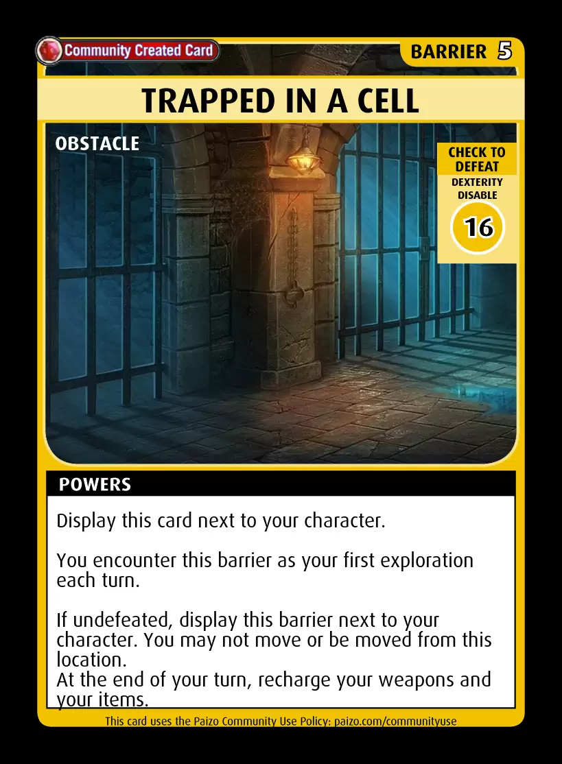 Trapped In A Cell - Custom Card - Paizo | Pathfinder Adventure Card ...