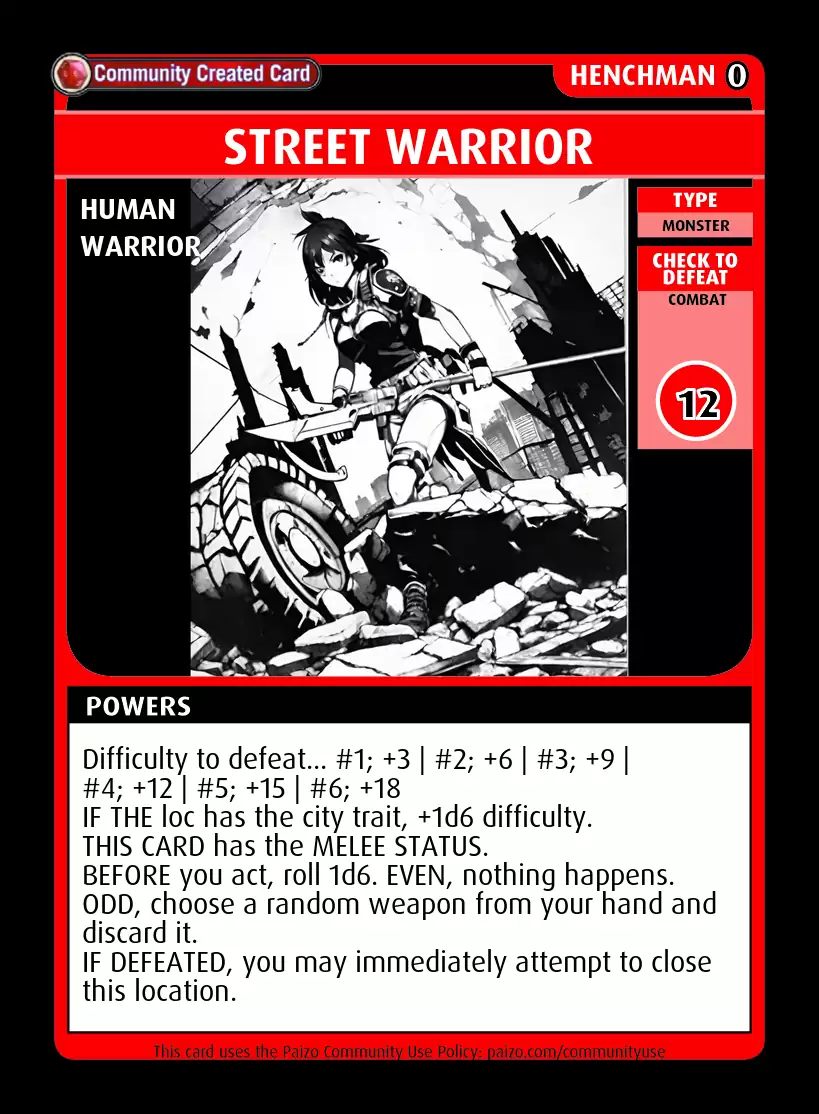 Street Warrior - Custom Card - Paizo | Pathfinder Adventure Card Game Community Cards | DriveThruRPG