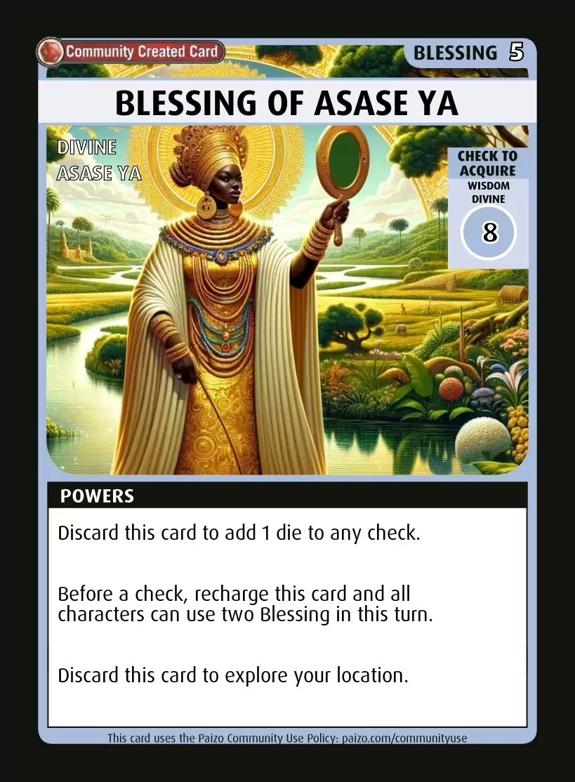 Blessing Of Asase Ya - Custom Card - Paizo | Pathfinder Adventure Card ...
