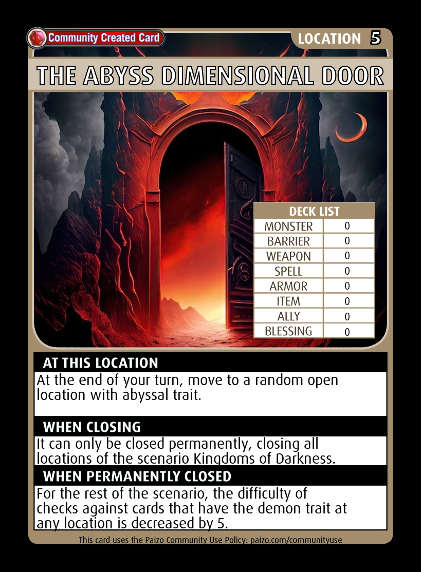 The Abyss Dimensional Door - Custom Card - Paizo | Pathfinder Adventure ...
