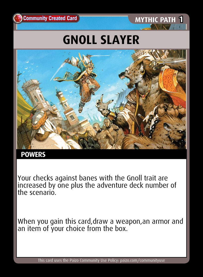 Gnoll Slayer - Custom Card - Paizo | Pathfinder Adventure Card Game ...