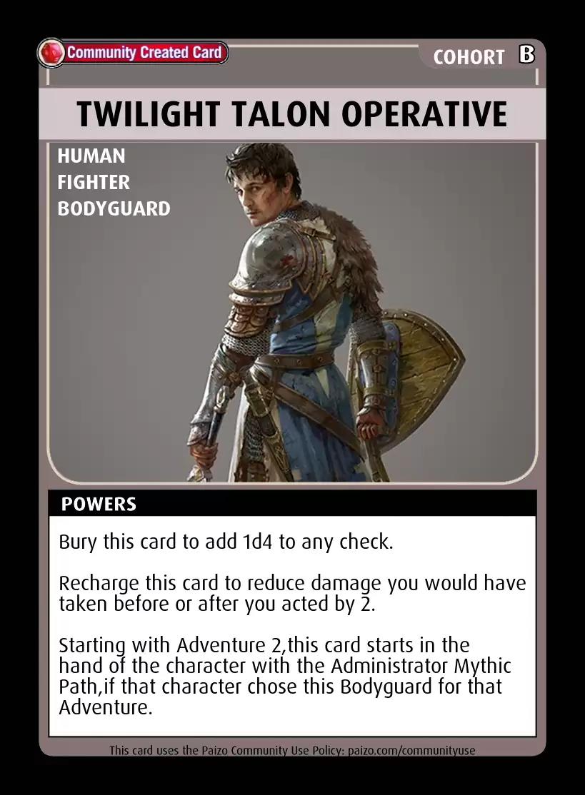 Twilight Talon Operative - Custom Card - Paizo | Pathfinder Adventure ...