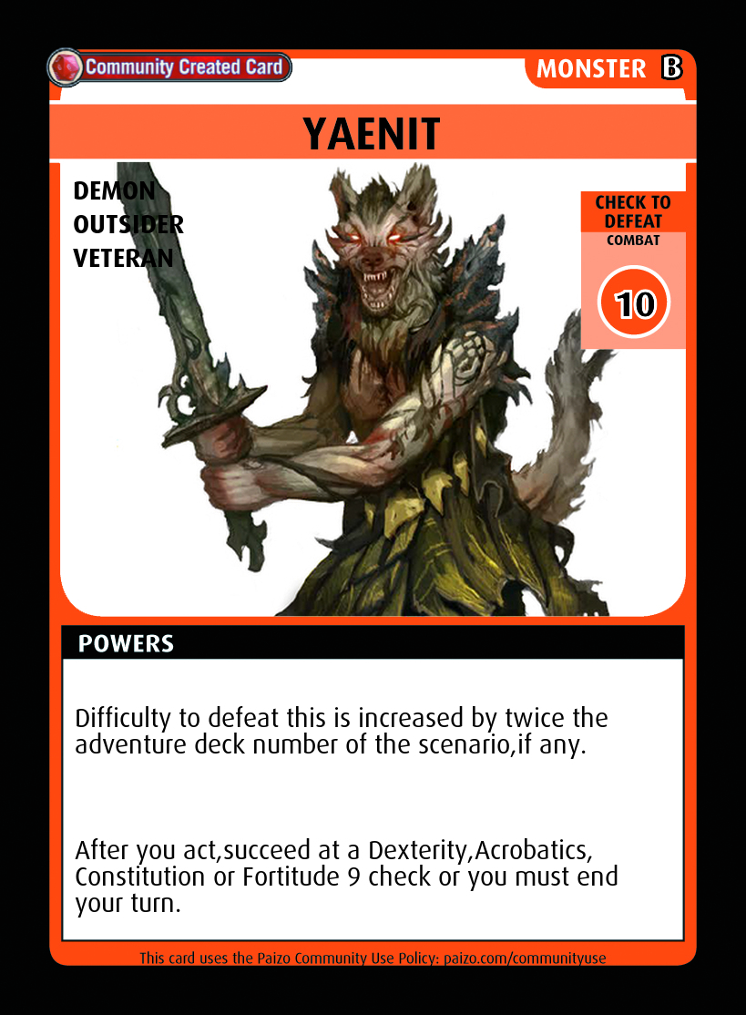 Yaenit - Custom Card - Paizo | Pathfinder Adventure Card Game Community ...