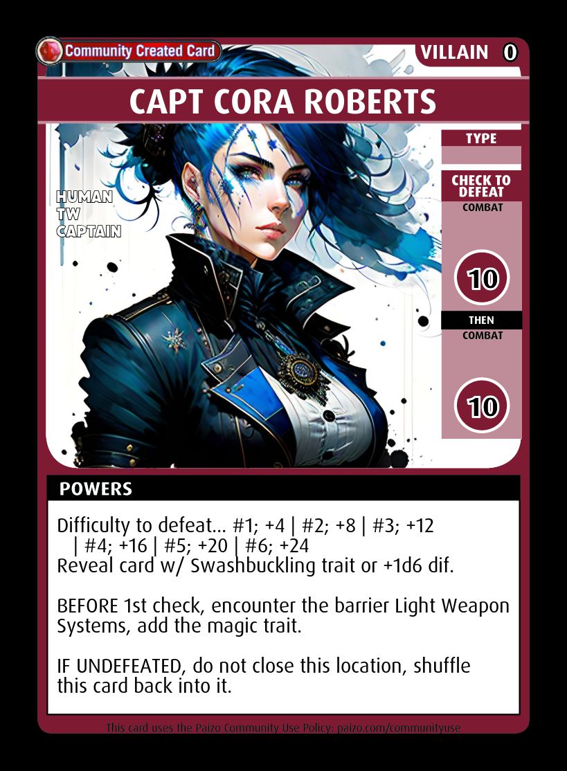 Capt Cora Roberts - Custom Card - Paizo | Pathfinder Adventure Card ...