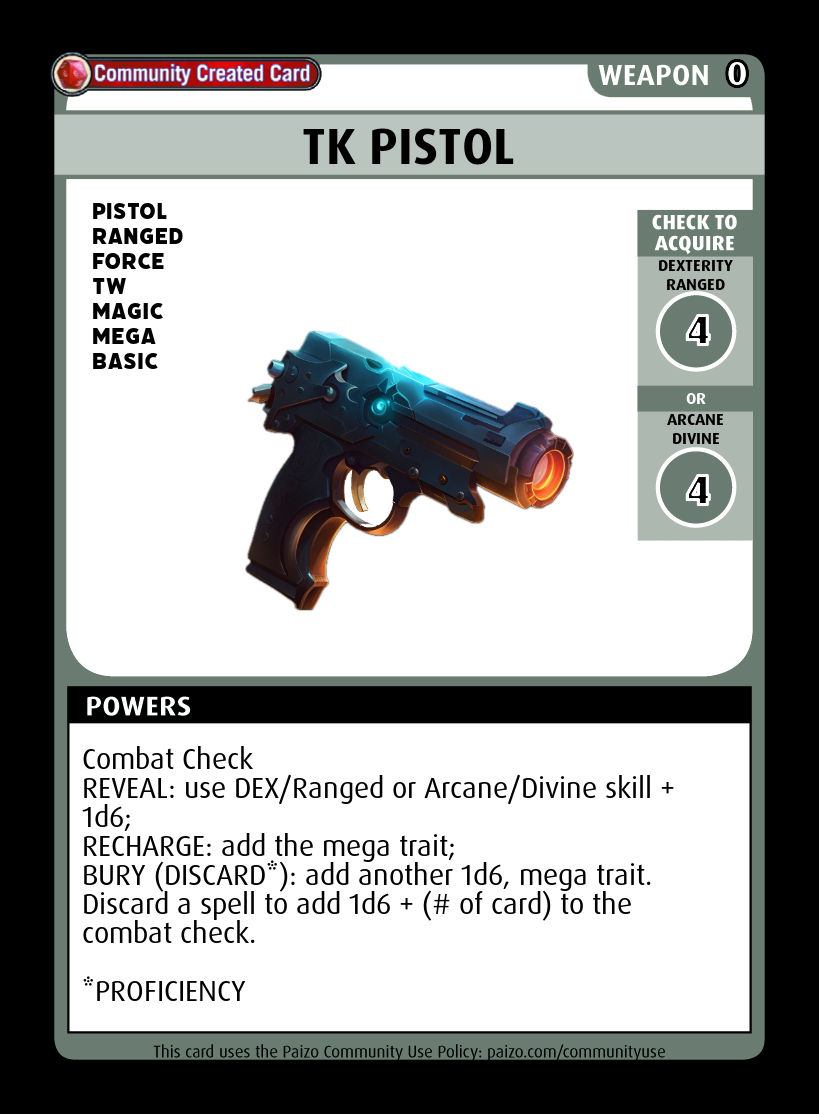 Tk Pistol - Custom Card - Paizo | Pathfinder Adventure Card Game ...