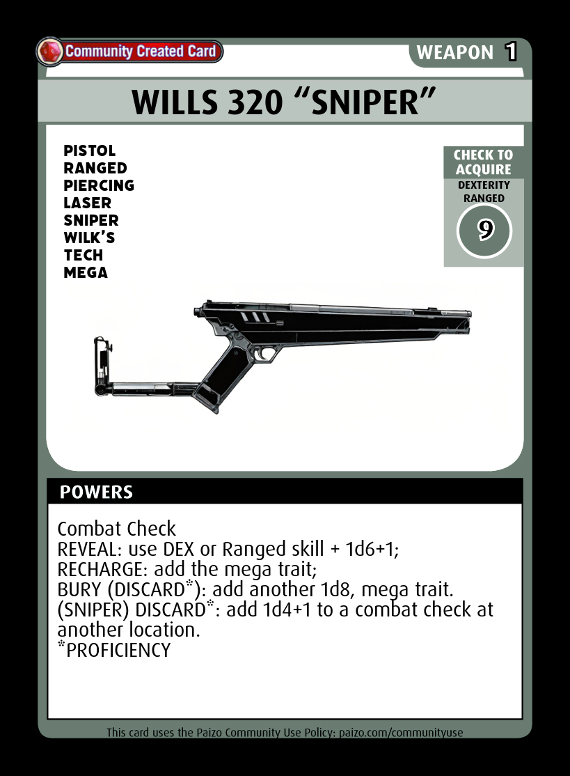 Wills 320 “sniper” - Custom Card - Paizo | Pathfinder Adventure Card ...