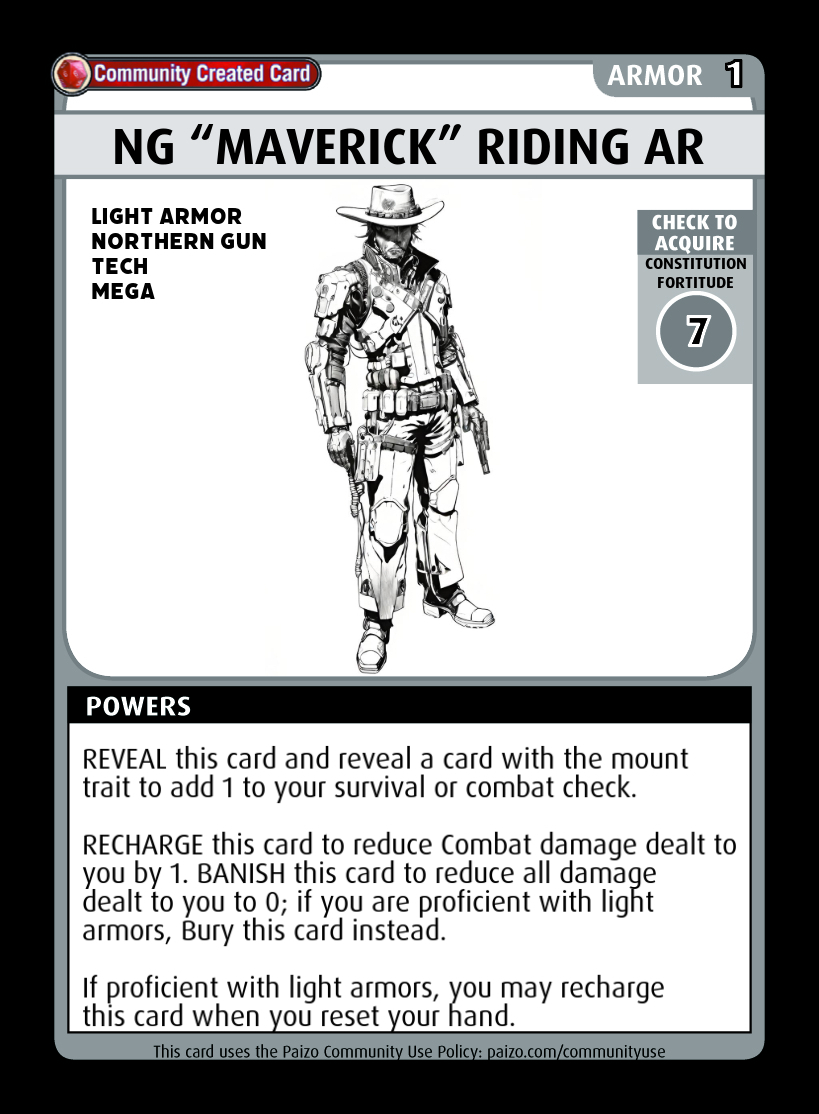 Ng “maverick” Riding Ar - Custom Card - Paizo | Pathfinder Adventure ...