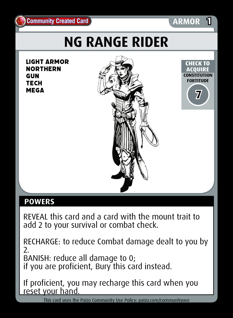 Ng Range Rider - Custom Card - Paizo | Pathfinder Adventure Card Game ...