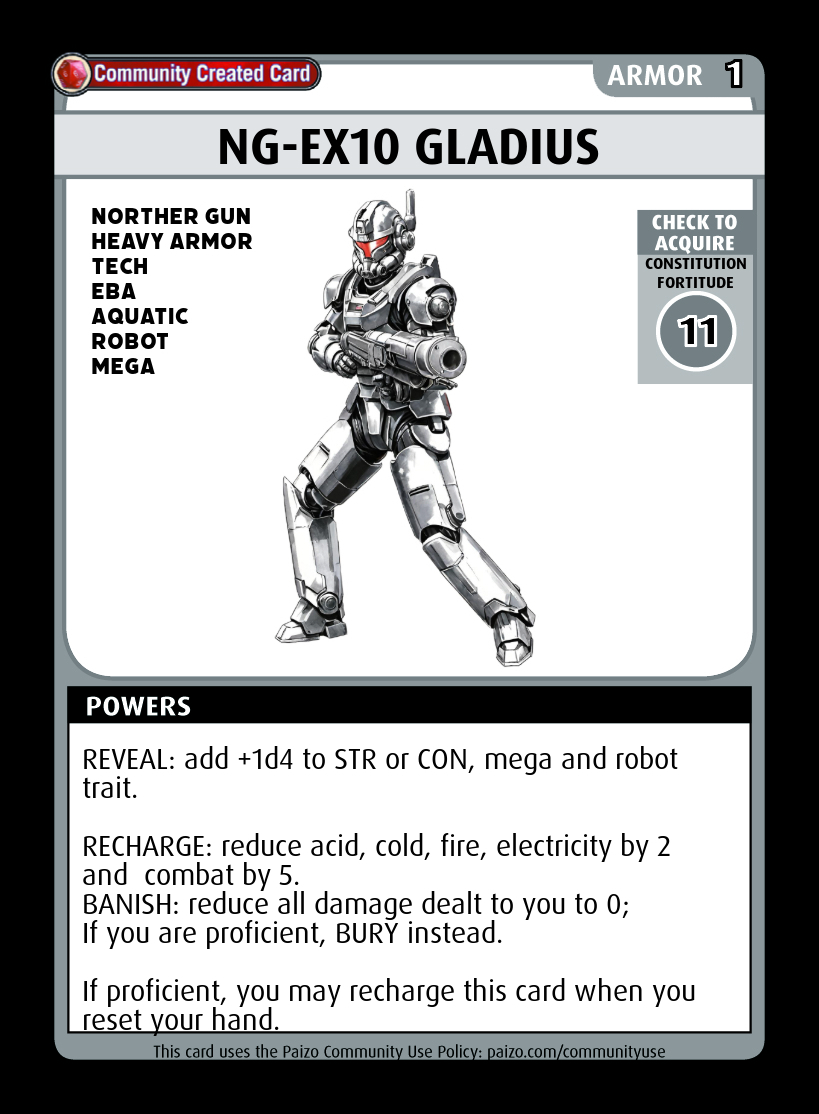 Ng-ex10 Gladius - Custom Card - Paizo | Pathfinder Adventure Card Game ...