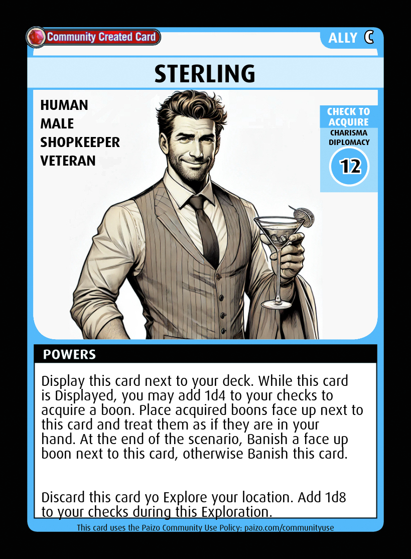 Sterling - Custom Card - Paizo | Pathfinder Adventure Card Game ...
