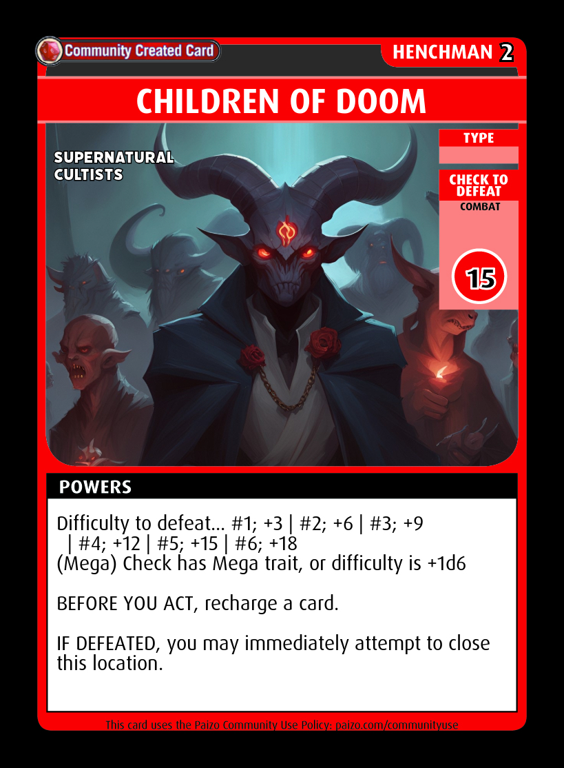 Children Of Doom - Custom Card - Paizo | Pathfinder Adventure Card Game ...