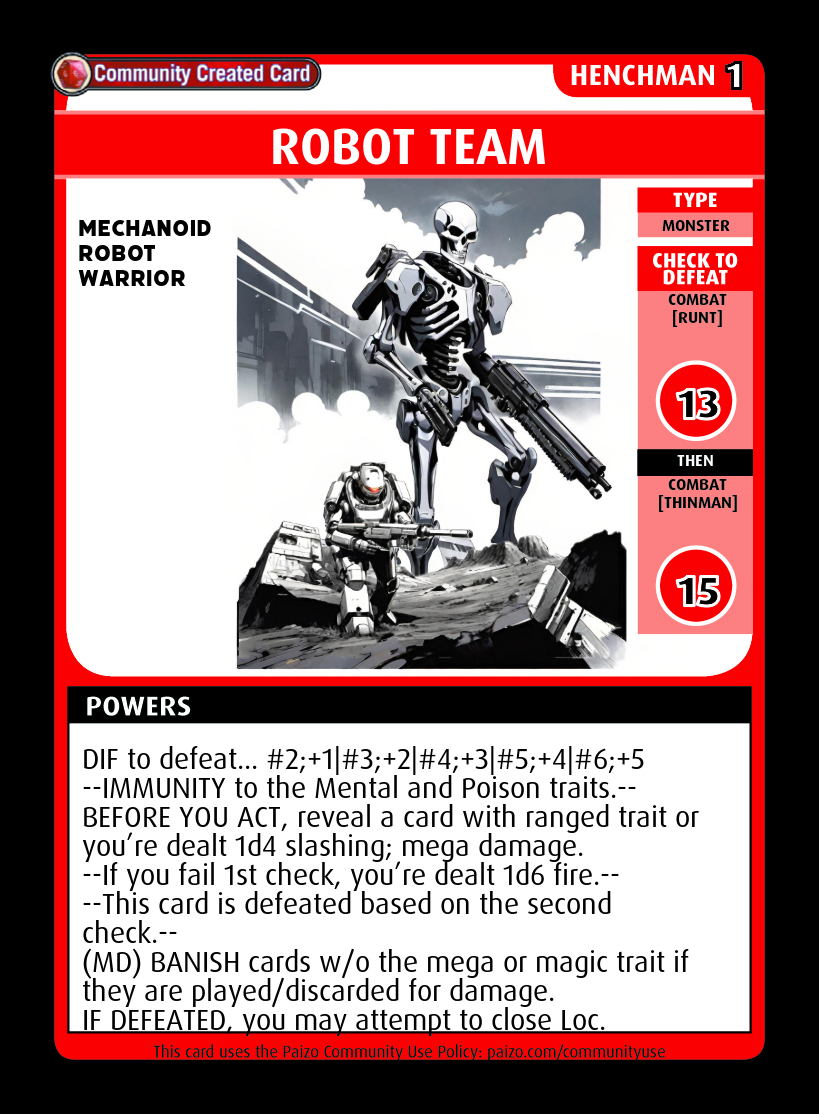 Robot Team - Custom Card - Paizo | Pathfinder Adventure Card Game ...