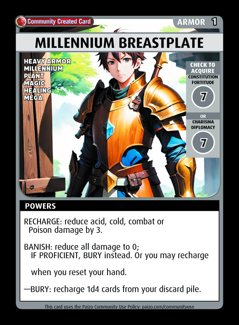 Millennium Breastplate - Custom Card - Paizo | Pathfinder Adventure ...