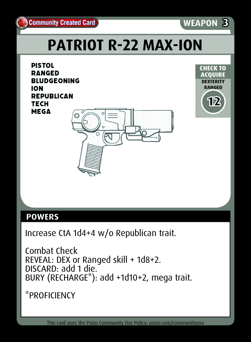 Patriot R-22 Max-ion - Custom Card - Paizo | Pathfinder Adventure Card ...
