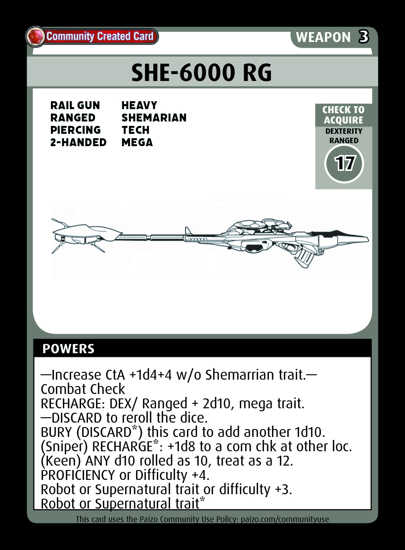 She-6000 Rail Gun - Custom Card - Paizo | Pathfinder Adventure Card ...