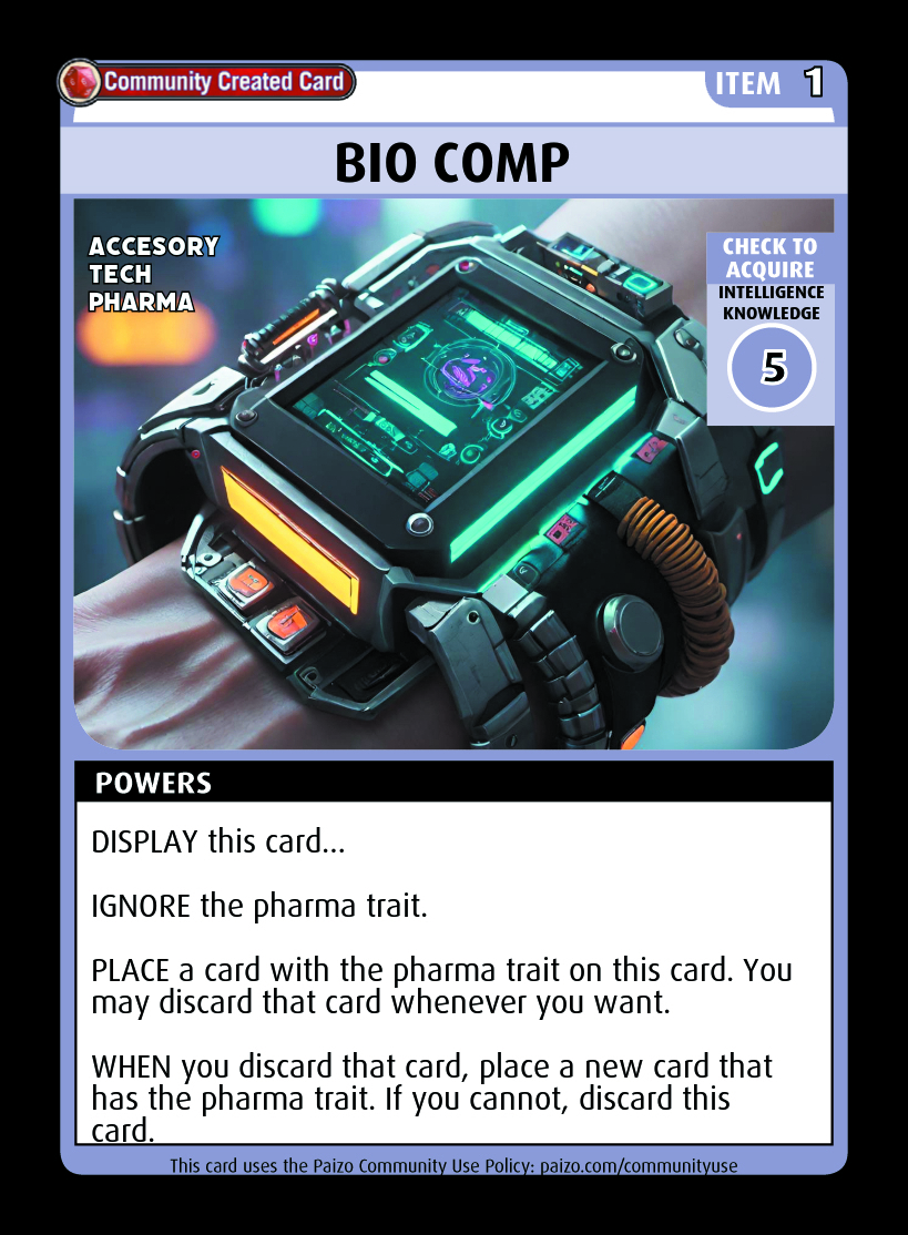 Bio Comp - Custom Card - Paizo | Pathfinder Adventure Card Game ...