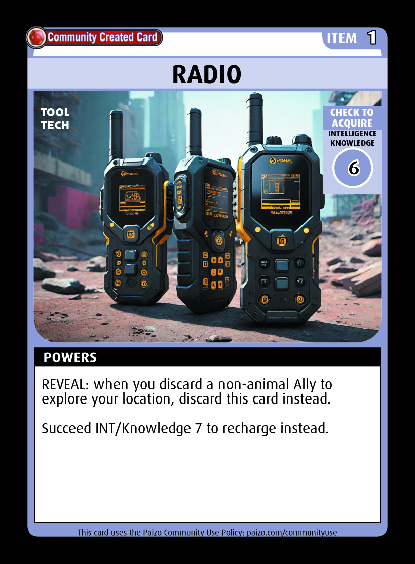 Radio - Custom Card - Paizo | Pathfinder Adventure Card Game Community ...