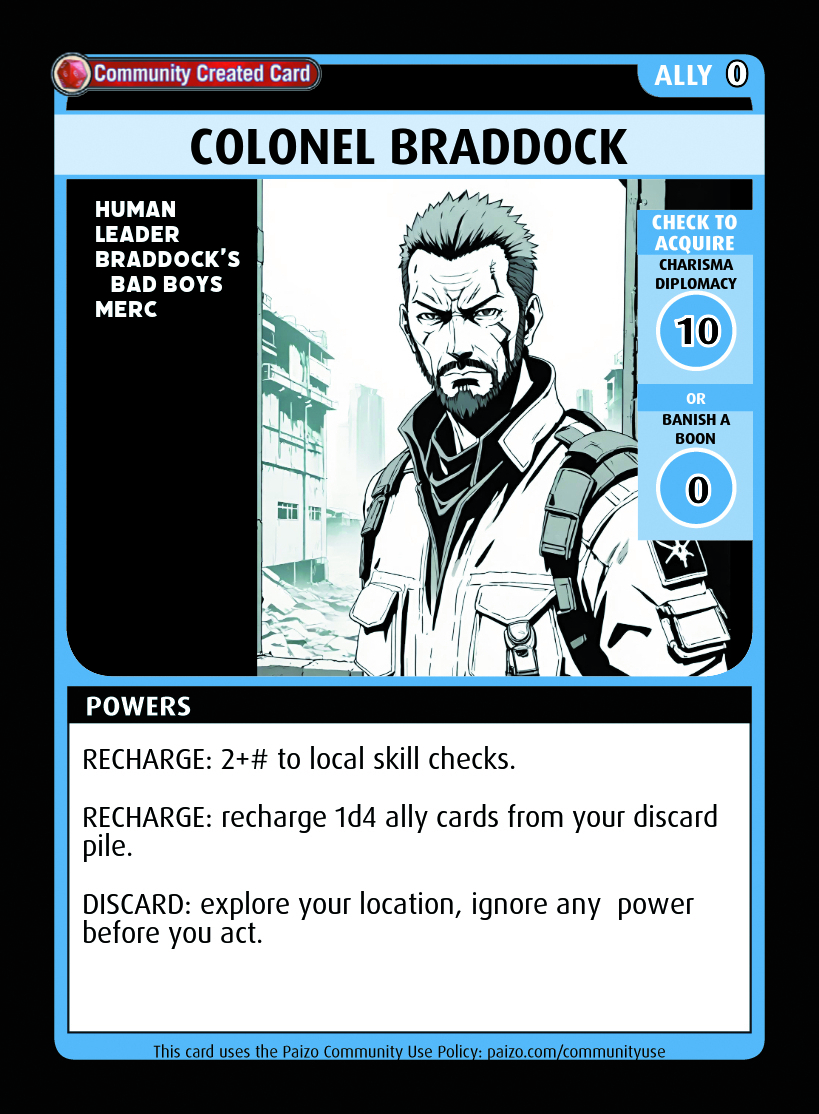 Colonel Braddock - Custom Card - Paizo | Pathfinder Adventure Card Game ...