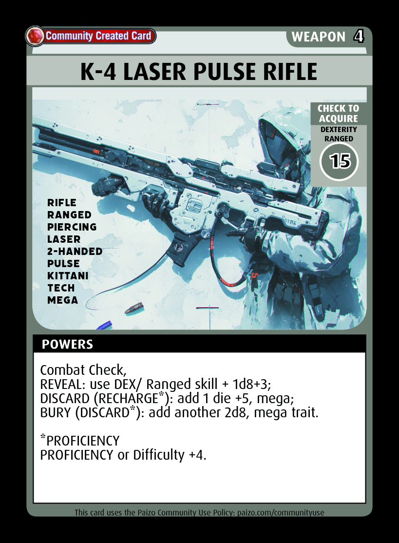 K-4 Laser Pulse Rifle - Custom Card - Paizo | Pathfinder Adventure Card ...