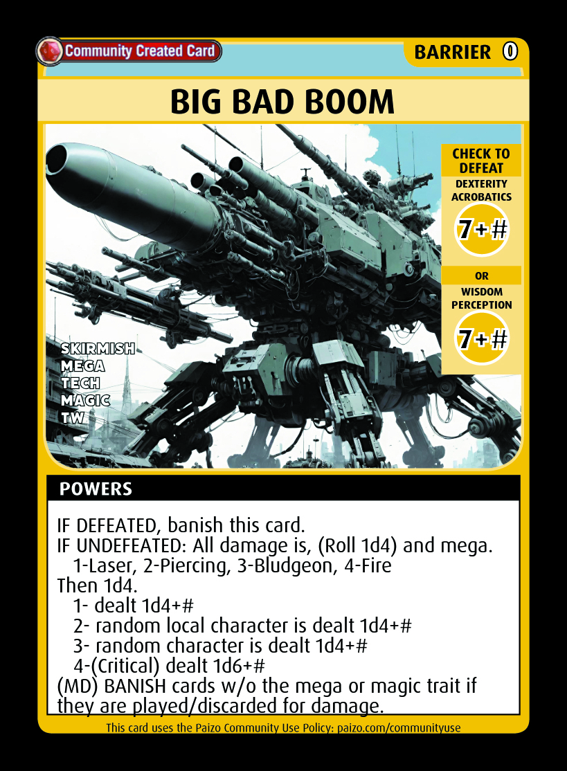 Big Bad Boom - Custom Card - Paizo | Pathfinder Adventure Card Game ...