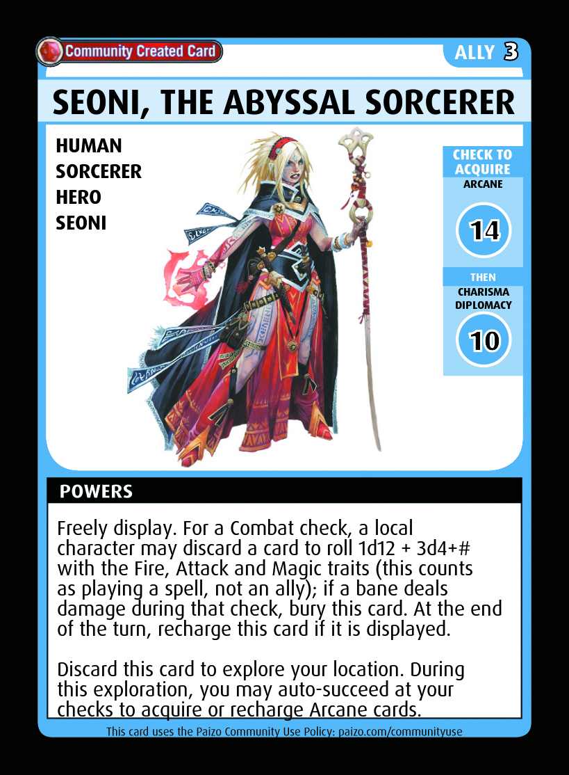 Seoni, The Sorcerer - Custom Card - Paizo | Pathfinder Adventure Card ...
