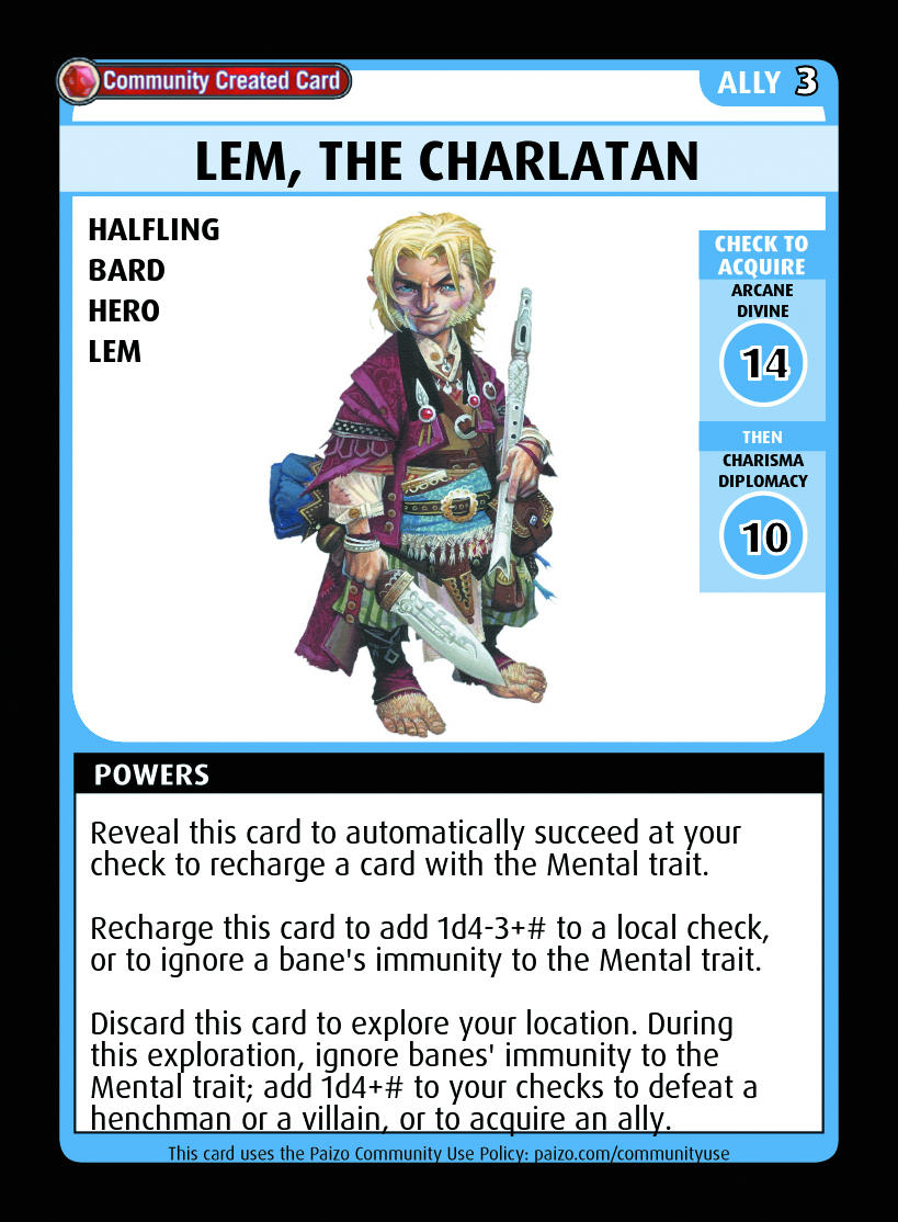 Lem, The Charlatan - Custom Card - Paizo | Pathfinder Adventure Card ...