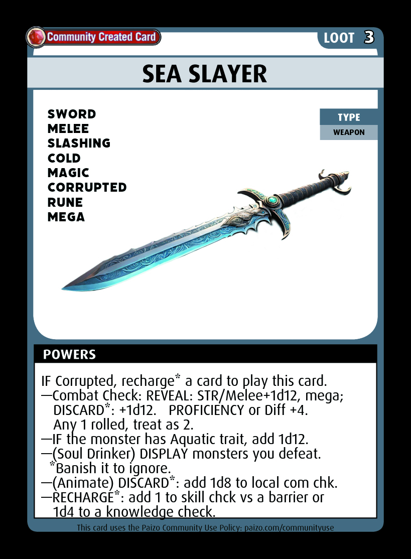Sea Slayer - Custom Card - Paizo | Pathfinder Adventure Card Game ...