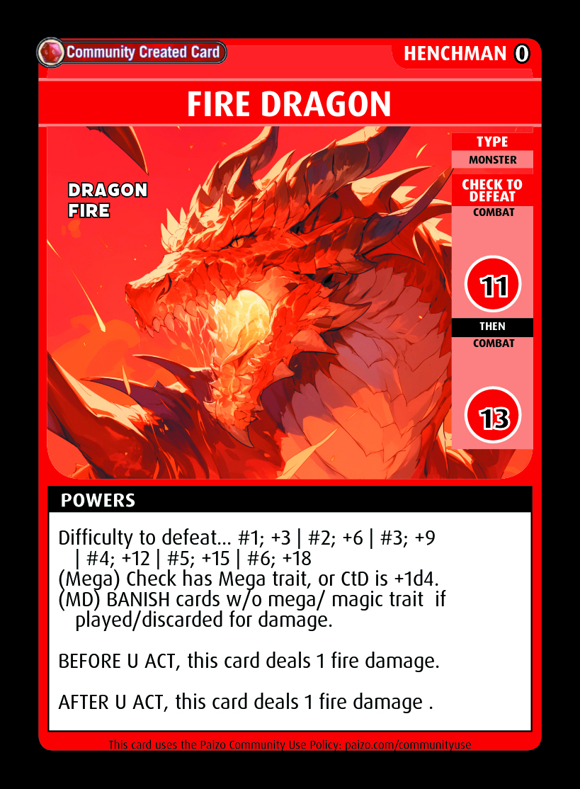 Fire Dragon - Custom Card - Paizo | Pathfinder Adventure Card Game ...