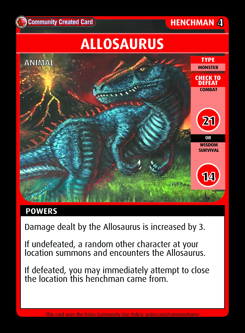 Allosaurus - Custom Card - Paizo | Pathfinder Adventure Card Game ...
