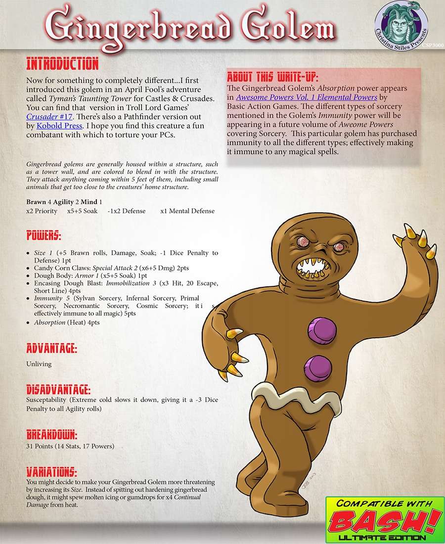 BASH! Gingerbread Golem - Christina Stiles Presents | DriveThruRPG
