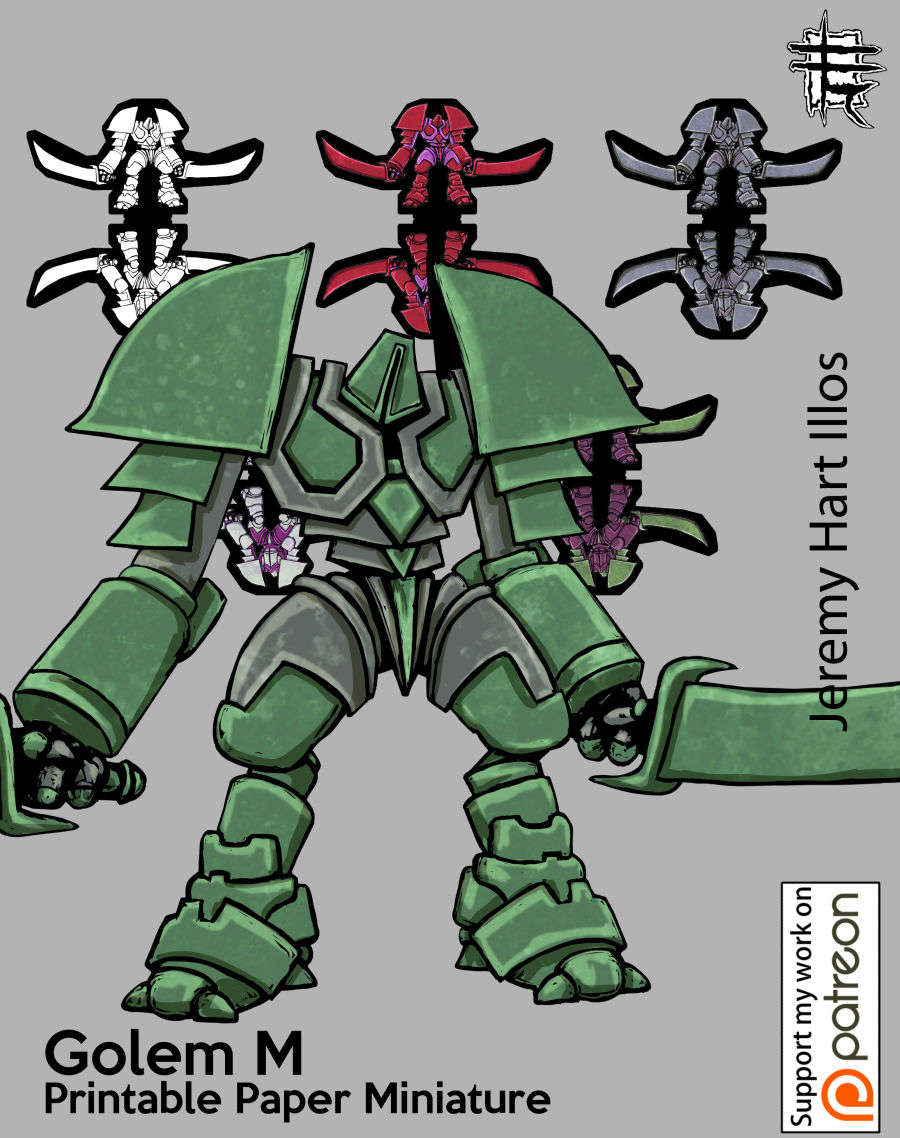 Golem M Solo Paper Mini - Jeremy Hart | PAPER MINIS | DriveThruRPG