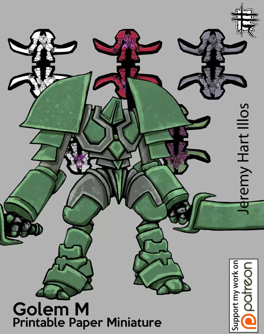 Golem M Solo Paper Mini - Jeremy Hart | PAPER MINIS | DriveThruRPG
