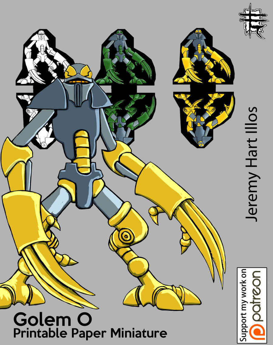 Golem O Solo Paper Mini - Jeremy Hart | PAPER MINIS | DriveThruRPG