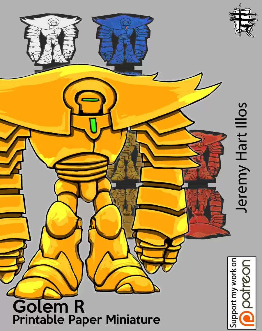 Golem R Solo Paper Mini - Jeremy Hart | PAPER MINIS | DriveThruRPG