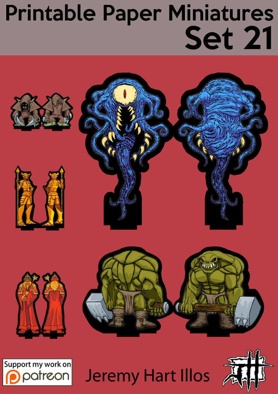 Printable Miniatures Set 21 - Jeremy Hart | PAPER MINIS | DriveThruRPG