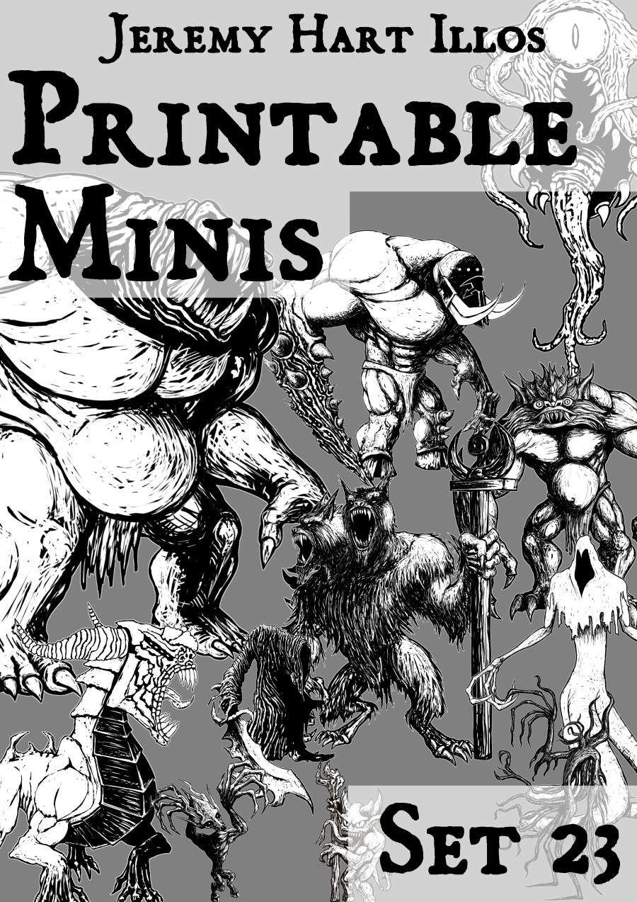 Printable Miniatures Set 23 - Jeremy Hart | PAPER MINIS | DriveThruRPG