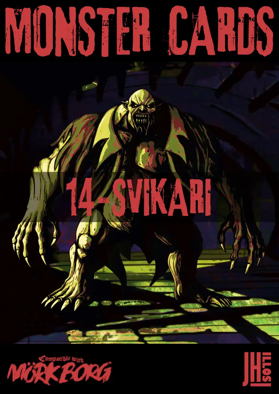 Mork Borg Monster Card 14 SVIKARI - Jeremy Hart | MORK BORG | DriveThruRPG