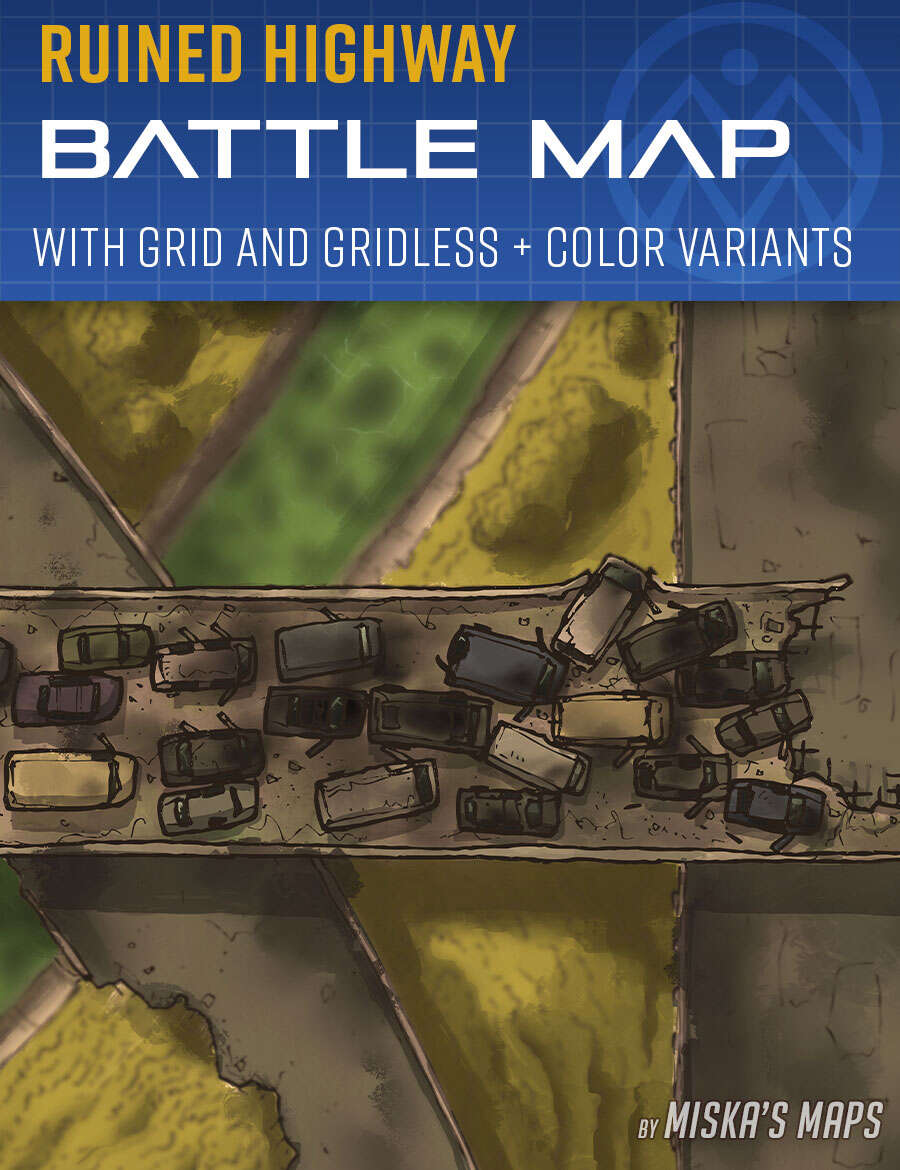 Ruined Highway - Post-Apocalyptic Battle Map - Miska's Maps | Miska's ...
