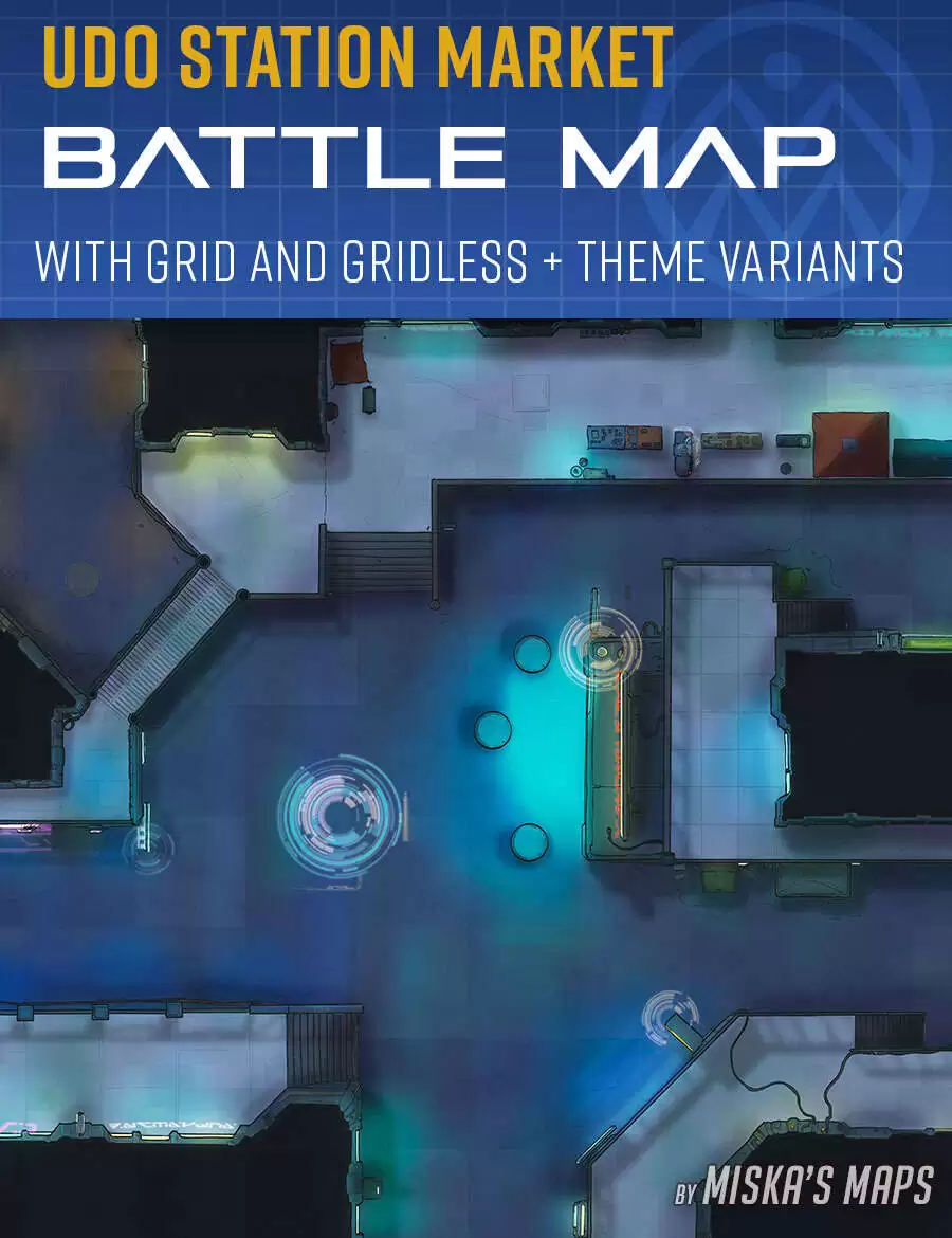 Udo Station Market - Sci-Fi Bazaar Battle Map - Miska's Maps | Miska's Sci-Fi Maps | DriveThruRPG