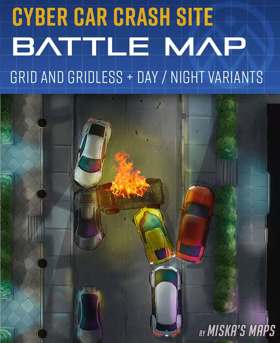 Cyber Car Crash Site - Urban Battle Map - Miska's Maps | Miska's Sci-Fi ...