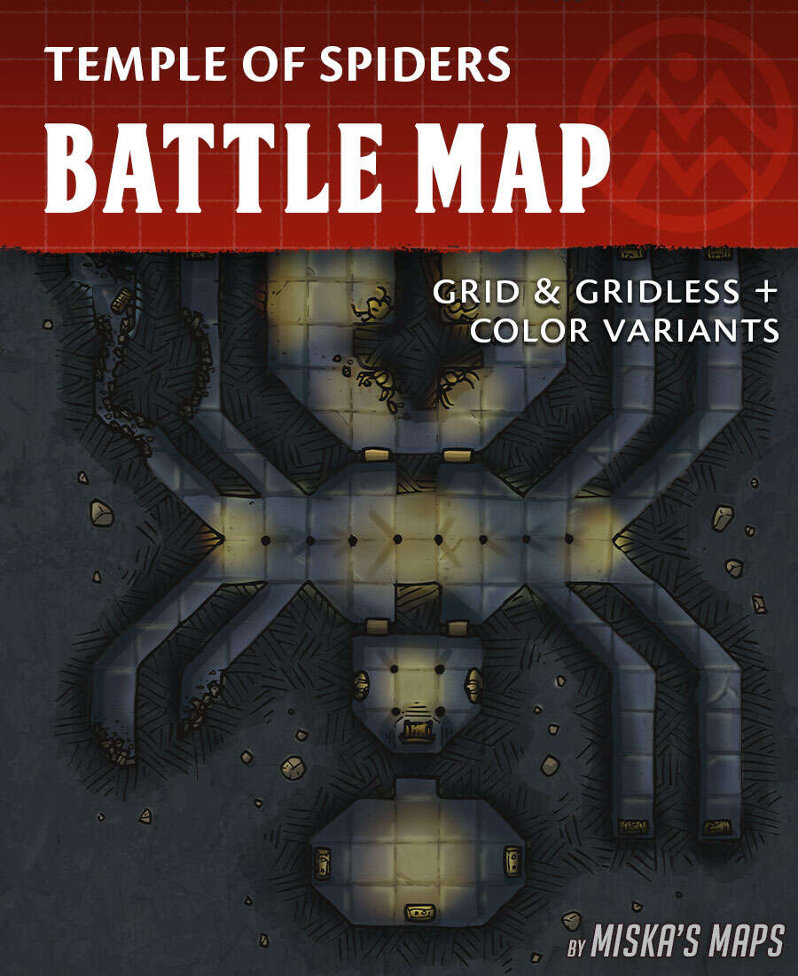 Temple of Spiders - Dungeon Battle Map - Miska's Maps | Miska's Fantasy ...