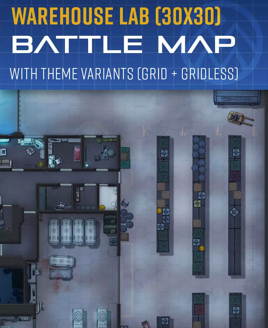 Warehouse Lab - Battle map (30x30) - Miska's Maps | Miska's Sci-Fi Maps ...