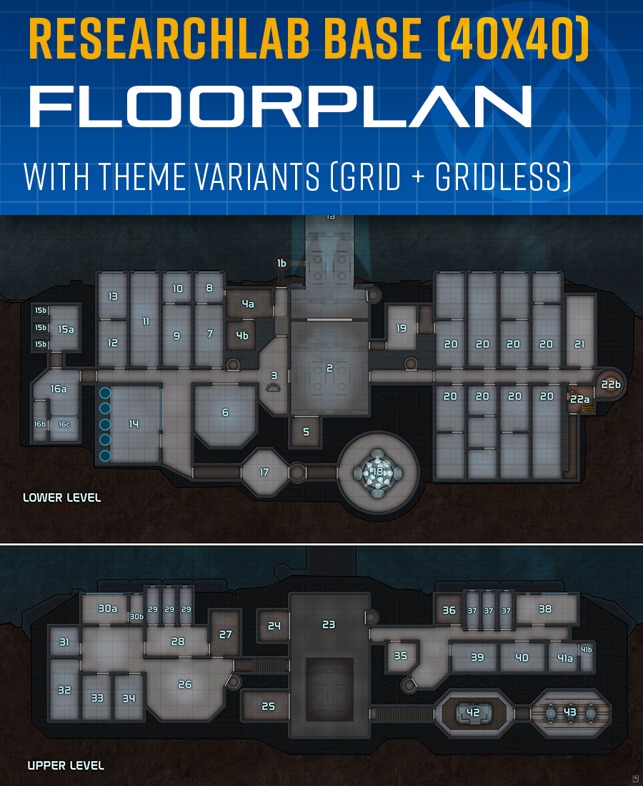 Research Laboratory Base - Sci-fi Floorplan (40x40) - Miska's Maps ...
