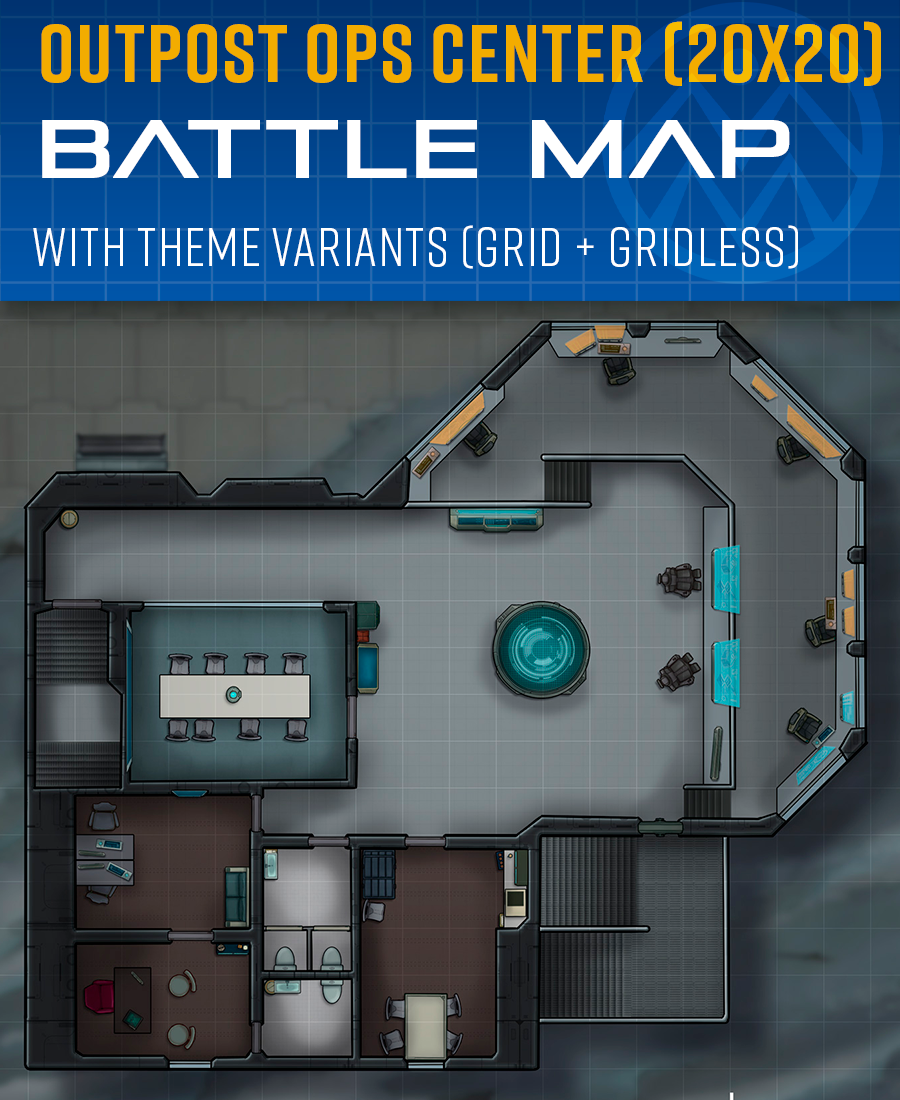 Outpost Ops Center - Sci-fi Battle Map (20x20) - Miska's Maps | Miska's ...