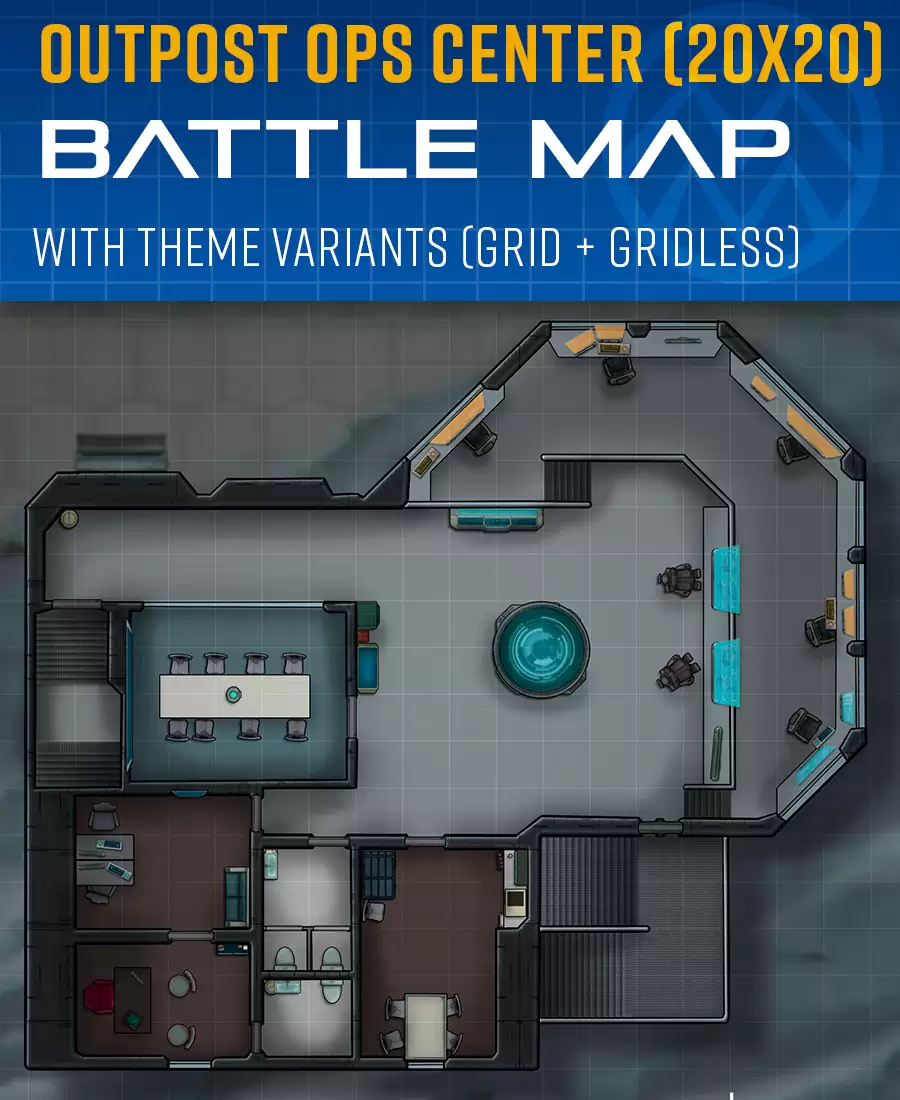 Outpost Ops Center - Sci-fi Battle Map (20x20) - Miska's Maps | Miska's ...