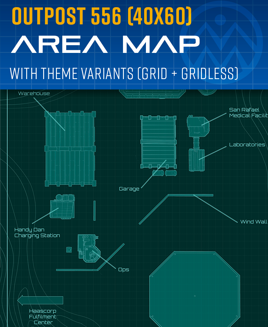 Outpost 556 - Sci-fi Area Map (40x60) - Miska's Maps | Miska's Sci-Fi Maps | DriveThruRPG