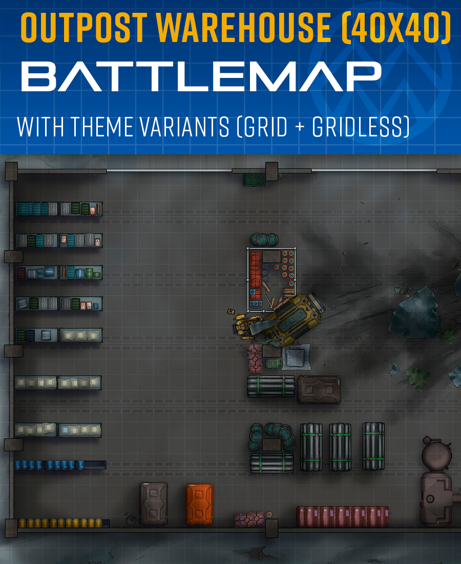 Outpost Warehouse - Sci-fi Battle Map (40x40) - Miska's Maps | Miska's ...