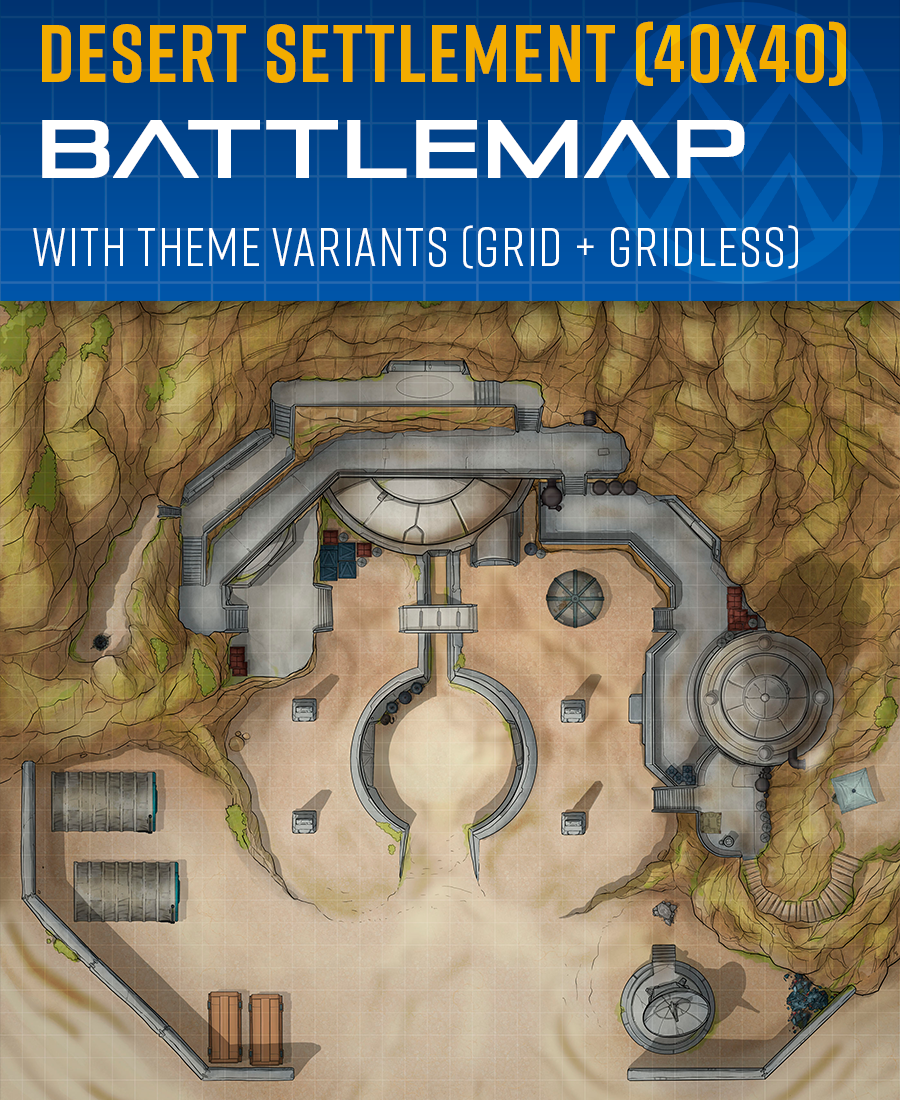 Desert Settlement - Sci-fi Battle Map (40x40) - Miska's Maps | Miska's ...